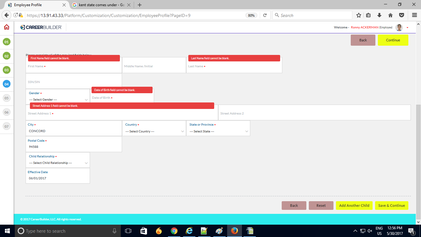 Nf 949 Validation Message For Employee Self Serve Mode Workflow Is
